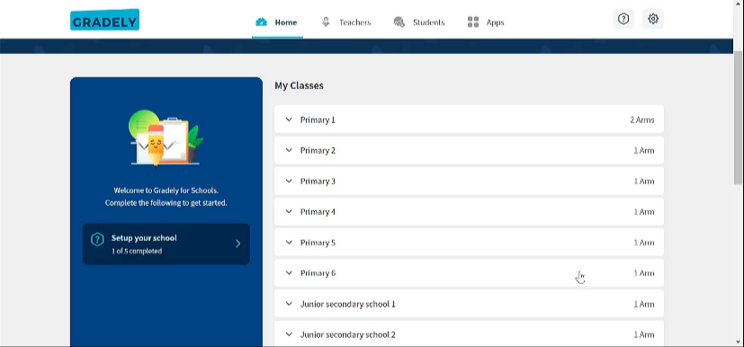 Gradely | How to Create and Name Class Arms on Gradely